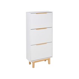 Beliani Schuhschrank SANDFLY in Wei&szlig;/Braun - (W) 60 x (H) 128 x (L) 24 cm | Gr.: onesize