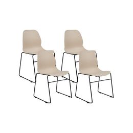 Beliani 4er-Set Konferenzstuhl PANORA in Beige/Schwarz | Gr.: onesize
