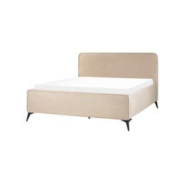 Beliani Doppelbett VALOGNES in Beige/Schwarz - (W) 172 x (H) 1110 x (L) 220 cm | Gr.: onesize