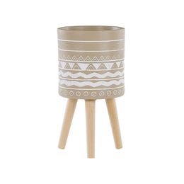 Beliani Outdoor Blumentopf MILINA in Beige/Wei&szlig;/Braun - (W) 30 x (H) 55 x (L) 30 cm | Gr.: onesize