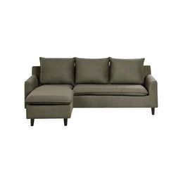 Beliani Ecksofa ELVENES in Gr&uuml;n/Braun - (W) 206 x (H) 69 x (L) 140 cm rechtsseitig | Gr.: onesize