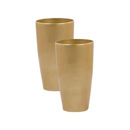 Beliani 2er-Set Outdoor Blumentopf TSERIA in Gold | Gr.: onesize