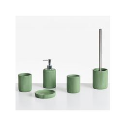Beliani 5-tlg Badezimmer-Zubeh&ouml;r CAMANA in Gr&uuml;n/Silber | Gr.: onesize