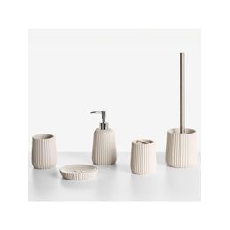 Beliani 5-tlg Badezimmer-Zubeh&ouml;r POZUZO in Beige/Silber | Gr.: onesize
