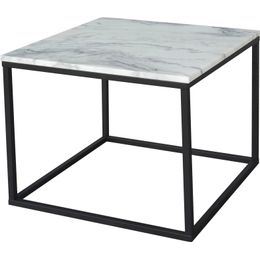 Couchtisch Sit, B:60cm H:50cm T:60cm, wei&szlig;, Wohnzimmer, Tische, "Vilnius aus echtem Marmor &ndash; quadratisch mit Metallgestell", Echte Marmorplatte mit