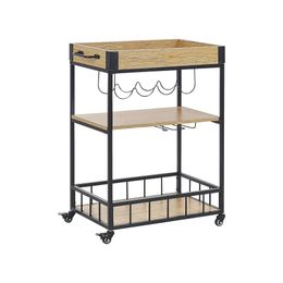 Beliani Servierwagen HULLET in Schwarz/Braun - (W) 62 x (H) 89 x (L) 37 cm | Gr.: onesize