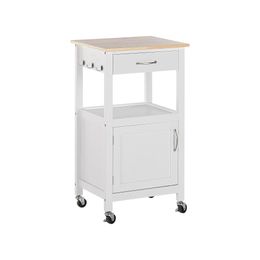 Beliani Servierwagen SIENA in Wei&szlig;/Braun - (W) 48 x (H) 89 x (L) 39 cm | Gr.: onesize