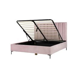Beliani Doppelbett SEZANNE in Rosa/Schwarz - (W) 190 x (H) 142 x (L) 215 cm | Gr.: onesize