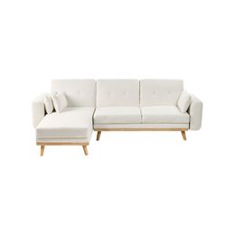 Beliani 3-Sitzer Sofa KAARINA in Wei&szlig;/Braun - (W) 260 x (H) 87 x (L) 152 cm rechtsseitig | Gr.: onesize