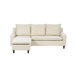 Beliani Ecksofa ELVENES in Beige/Schwarz - (W) 206 x (H) 69 x (L) 140 cm rechtsseitig | Gr.: onesize