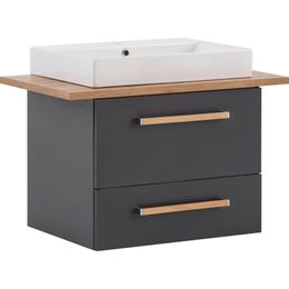 Waschtisch Schildmeyer, B:82,2cm H:61,5cm T:50cm, grau, Badezimmer, Waschtische, "Duo, Waschtisch, melaminharzbeschichtet, Made in Germany, B: 80