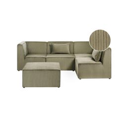 Beliani 5-tlg Modulsofa LEMVIG in Gr&uuml;n linksseitig | Gr.: onesize