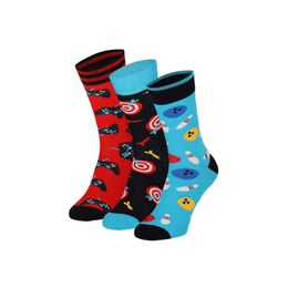 Yuhu Herren Socken Gaming Design 3er Pack Motivsocken Einheitsgr&ouml;&szlig;e in Rot | Gr.: onesize