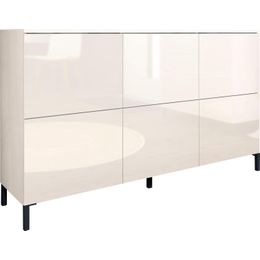borchardt M&ouml;bel Kommode BORCHARDT M&Ouml;BEL, B:139cm H:80cm T:35cm, wei&szlig;, Holzwerkstoff, Flur, Sideboards, "Haama, Sideboard mit Metallf&uuml;&szlig;en, Push-to-open-Technik,