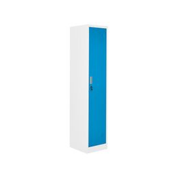 Beliani Spind mit einer T&uuml;r ATHLETE in Wei&szlig;/Blau - (W) 38 x (H) 185 x (L) 45 cm | Gr.: onesize