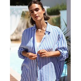 SASSYCLASSY Oversize Musselin Bluse in Blau | Gr.: onesize
