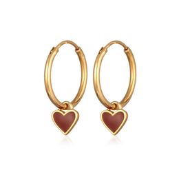 Elli Ohrringe 925 Sterling Silber Herz in Dunkelrot | Gr.: onesize