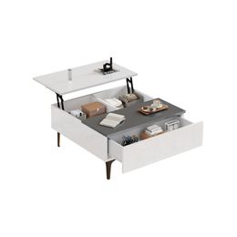 ABRIHOME Kaffeetisch in Wei&szlig; mit LED-Beleuchtung und Stauraum 70x70x35 cm | Gr.: onesize