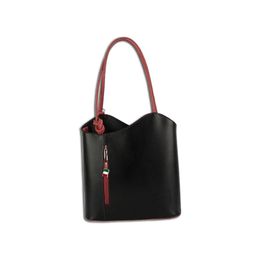 Florence Schultertasche, Rucksack Leder schwarz, rot ca. 28cm | Gr.: onesize