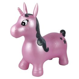 Lexibook Aufblasbares H&uuml;pf-Einhorn Rosa mit Pl&uuml;schbezug | Gr.: onesize
