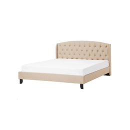 Beliani Doppelbett BORDEAUX in Beige/Braun - (W) 169 x (H) 106 x (L) 221 cm | Gr.: onesize