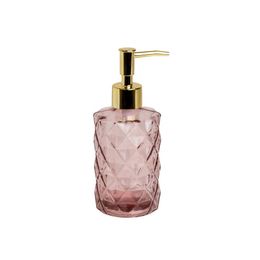 Intirilife Seifenspender aus Glas mit Karo Muster Handseifenspender 310ml in Hell Rosa | Gr.: onesize