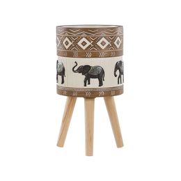 Beliani Outdoor Blumentopf ACHILIO in Schwarz/Braun/Beige - (W) 30 x (H) 55 x (L) 30 cm | Gr.: onesize