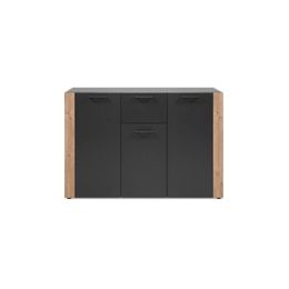 CALICOSY Kommode LUMA in Anthrazitgrau - (W)125,5 x (H)85 x (L)34,5 cm | Gr.: onesize