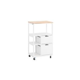sobuy K&uuml;chenwagen mit 2 Schubladen Holzfarbe 53x37x89,5cm Industriell