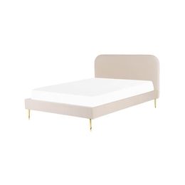 Beliani Doppelbett FLAYAT in Beige/Gold - (W) 193 x (H) 109 x (L) 215 cm | Gr.: onesize