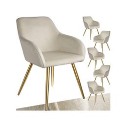 TecTake Polsterstuhl gepolstert mit Samtoptik und goldenen Stahlbeinen, Lehne | Gr.: onesize