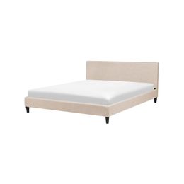 Beliani Doppelbett FITOU in Beige/Braun - (W) 190 x (H) 87 x (L) 214 cm | Gr.: onesize