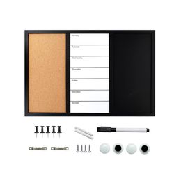 Intirilife 3in1 Kombitafel Kreidetafel Whiteboard Pinnwand inkl. Zubeh&ouml;r in Schwarz | Gr.: onesize