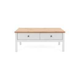 CALICOSY Couchtisch BERGEN in Wei&szlig; - (W)100 x (H)40 x (L)55 cm | Gr.: onesize