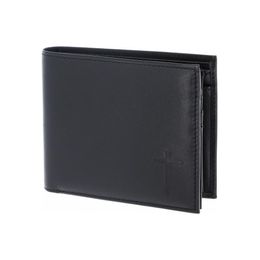 Oxmox Leather Geldb&ouml;rse RFID Schutz Leder 12 cm in schwarz-freedom cross | Gr.: onesize