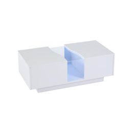 ABRIHOME LED-Couchtisch in Wei&szlig; mit 2 Schubladen und Acrylplatte 100x50x35 cm | Gr.: onesize