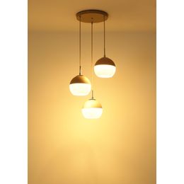 Globo LIGHTING H&auml;ngeleuchte "RAGUSA", 3, &Oslash; 42,5cm H: 120cm, 1 Stk., gold, Wohnzimmer, Leuchten, sandfarbene Pendelleuchte, Mix-Glaskugeln, E27,