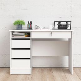 Schreibtisch Home Affaire, B:109,3cm H:75,6cm T:48,5cm, wei&szlig;, B&uuml;ro, Tische, "Plus, Computertisch, mit 3 Schubk&auml;sten, 1 Schublade mit Schloss", 1
