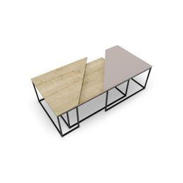 CALICOSY 3er-Set Couchtische TITAN in Eiche - (W)110/96 x (H)42/41.8 x (L)70/60 cm | Gr.: onesize