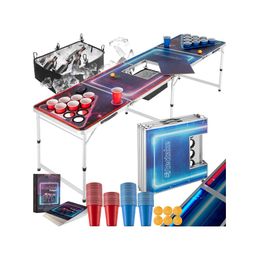 TecTake Bierpongtisch, inklusive 100 Bechern, 6 B&auml;llen und Kartentrinkspiel | Gr.: onesize