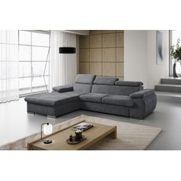 Ecksofa WERK2, B:282cm H:99cm T:192cmdunkelgrau, 100% Polyester, Wohnzimmer, Sofas, "Cosmo 282 x 192 cm modern und bequem", Chenille, L-Form, XXL,