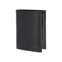 Oxmox Leather Geldb&ouml;rse RFID Schutz Leder 13 cm in schwarz-freedom fish | Gr.: onesize
