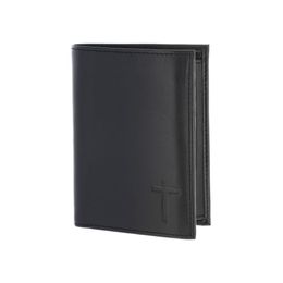 Oxmox Leather Geldb&ouml;rse RFID Schutz Leder 13 cm in schwarz-freedom cross | Gr.: onesize