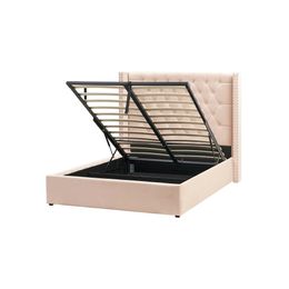 Beliani Doppelbett LUBBON in Beige/Silber - (W) 170 x (H) 144 x (L) 217 cm | Gr.: onesize