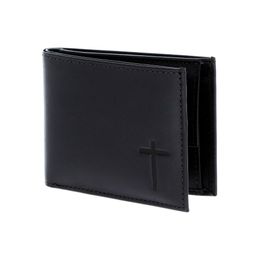 Oxmox Leather Geldb&ouml;rse RFID Schutz Leder 11 cm in schwarz-freedom cross | Gr.: onesize