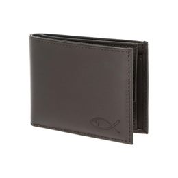 Oxmox Leather Geldb&ouml;rse RFID Schutz Leder 11 cm in braun-freedom fish | Gr.: onesize