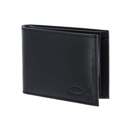 Oxmox Leather Geldb&ouml;rse RFID Schutz Leder 11 cm in schwarz-freedom fish | Gr.: onesize
