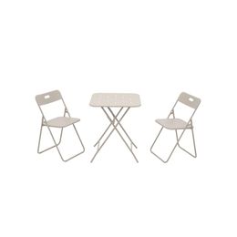 ABRIHOME Bistro Set in Beige 3-teilig klappbar mit 2 St&uuml;hlen und 1 Tisch f&uuml;r Garten | Gr.: onesize