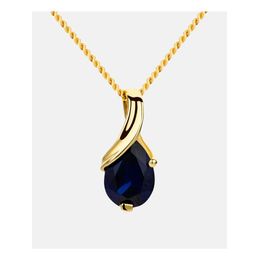 Diamant L'&eacute;ternel Halskette mit Anh&auml;nger aus 375 Gelbgold mit Saphir | Gr.: onesize