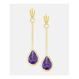 Vanlere Ohrh&auml;nger aus 375 Gelbgold mit Amethyst | Gr.: onesize